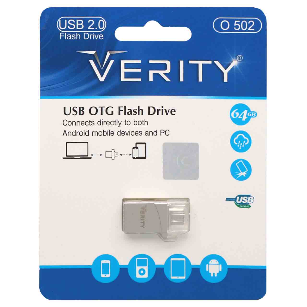verity-o-502-usb2-0-usb-otg-flash-drive-64gb-گارانتی-آسان-سرویس-نقره-ای