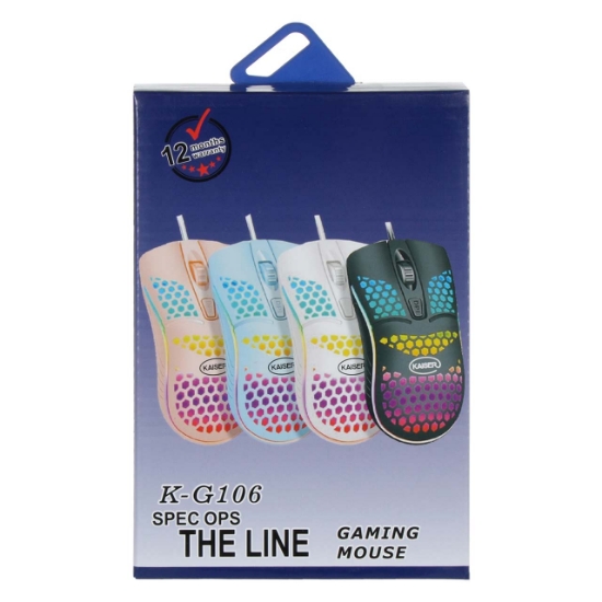 ماوس-با-سیم-گیمینگ-kaiser-مدل-k-g106-سفید