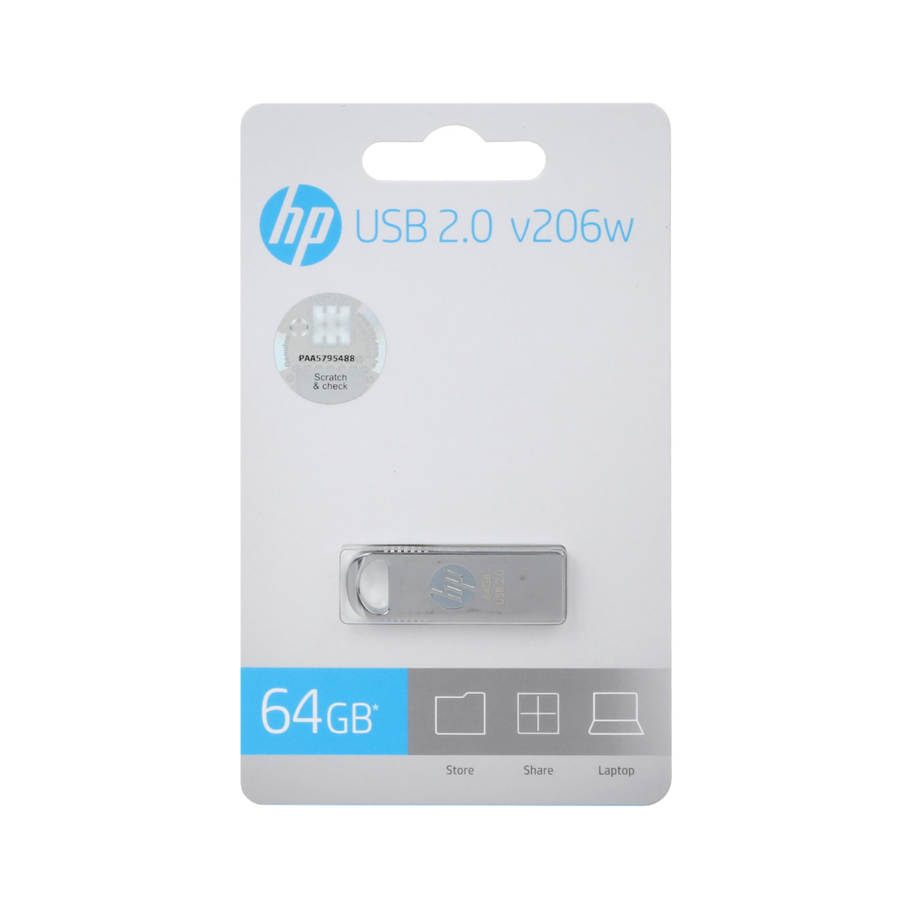 فلش مموری USB 2.0 اچ پی مدل V206W ظرفیت 64 گیگابایت