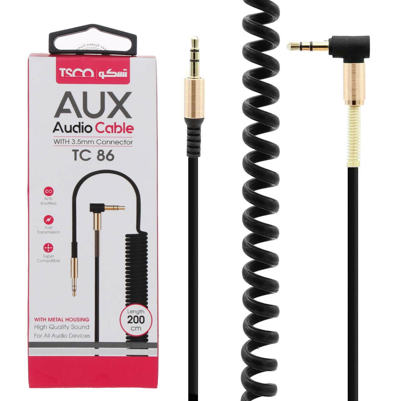 کابل AUX تسکو 3.5 میلی متری مدل TC 86 طول 2 متر