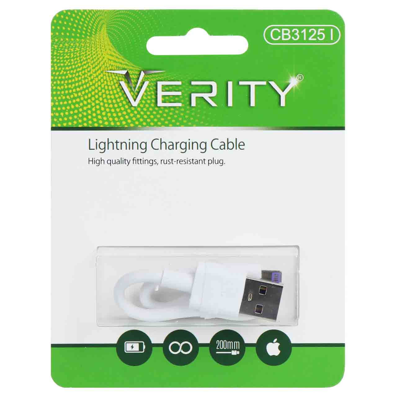 کابل تبدیل USB به لایتنینگ وریتی مدل CB3125 I بیست سانتی متر