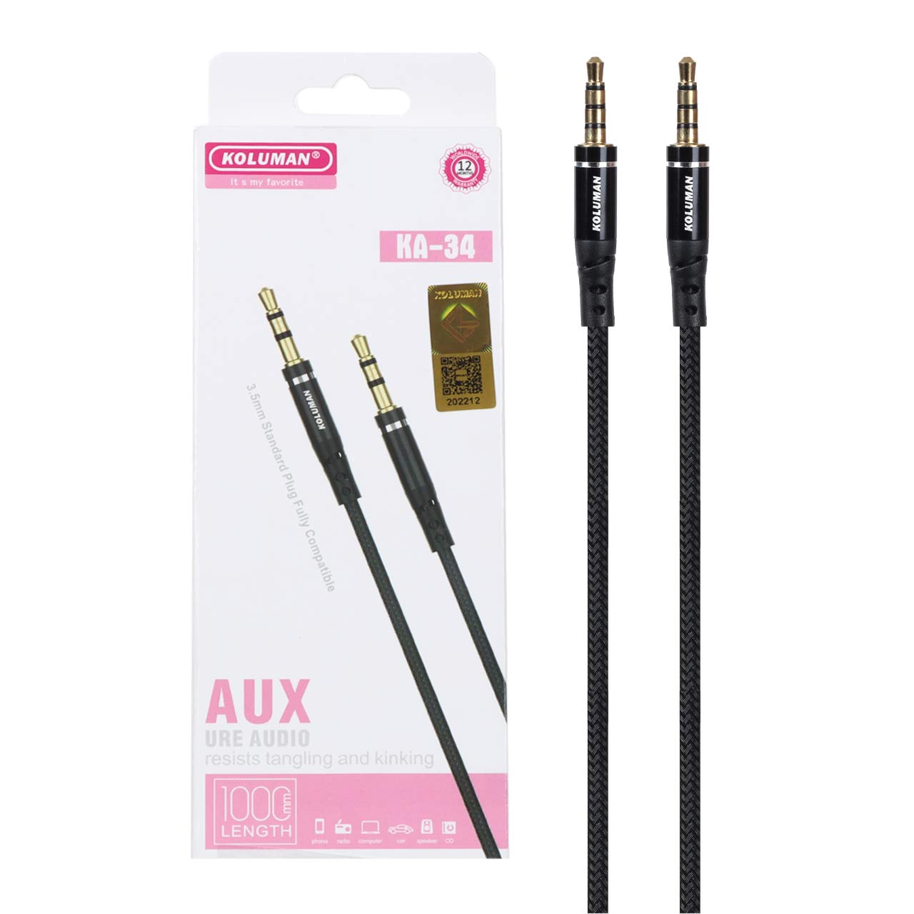 کابل AUX کلومن مدل KA-34 طول 1 متر