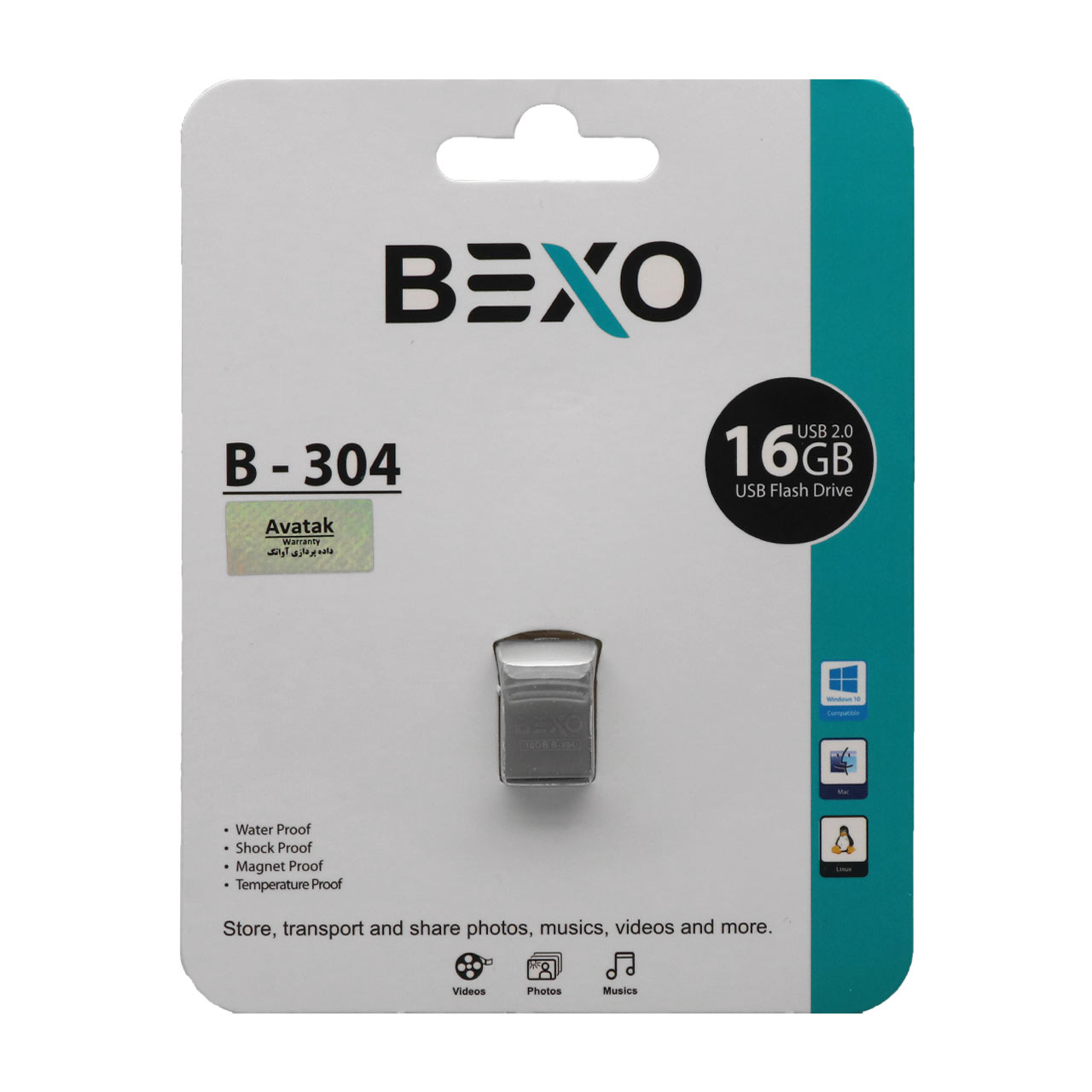 فلش مموری بکسو مدل B-304 USB2.0 ظرفیت 16 گیگابایت